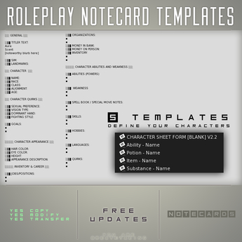 Second Life Marketplace - GIFT [SC] Character Sheet and RP Notecard ...